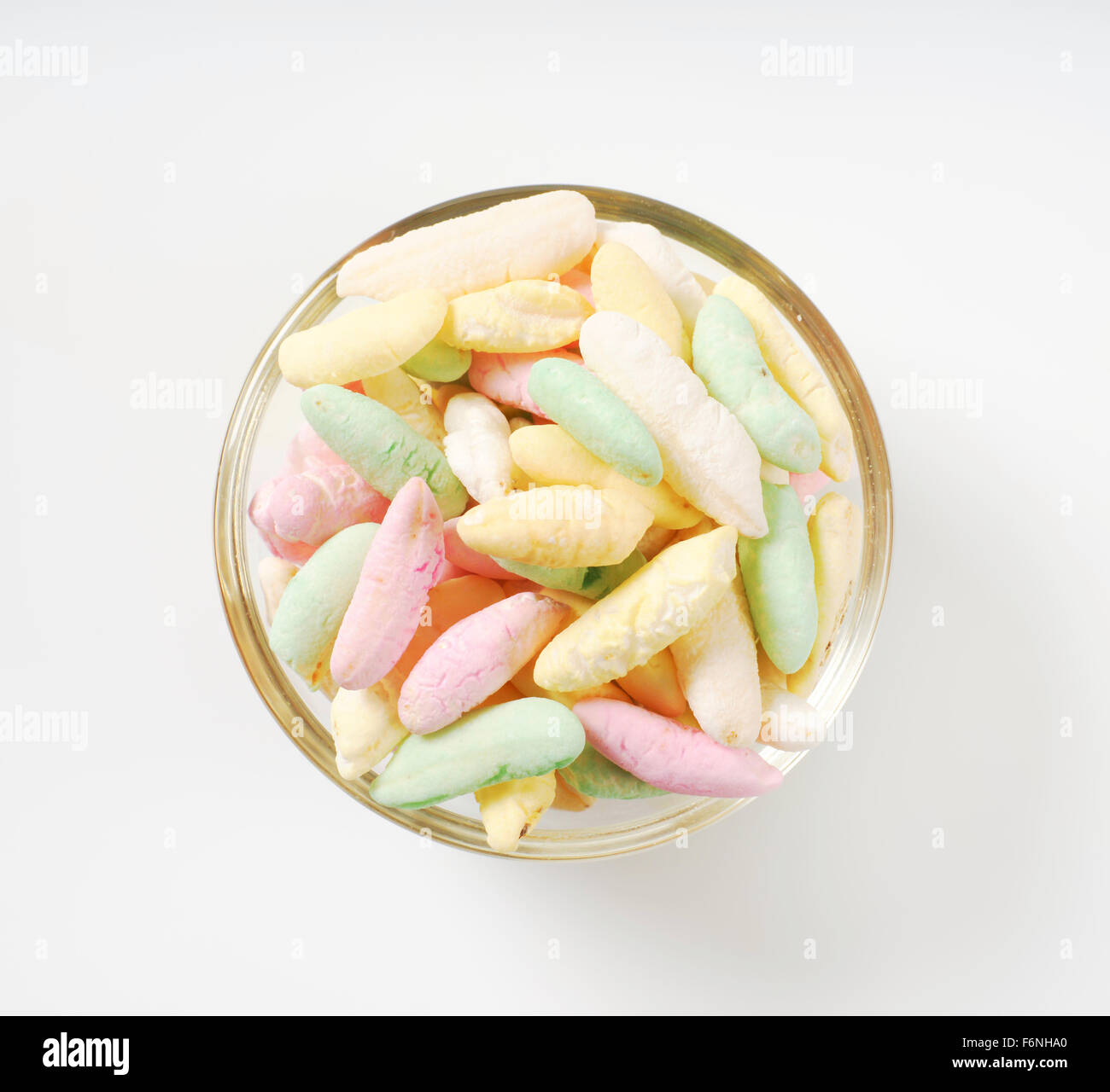 bowl of colorful puffed rice on white background Stock Photo - Alamy