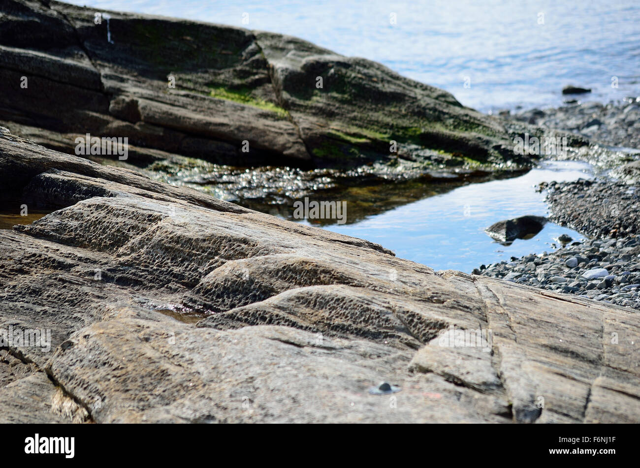 smooth sea shore rock side Stock Photo - Alamy