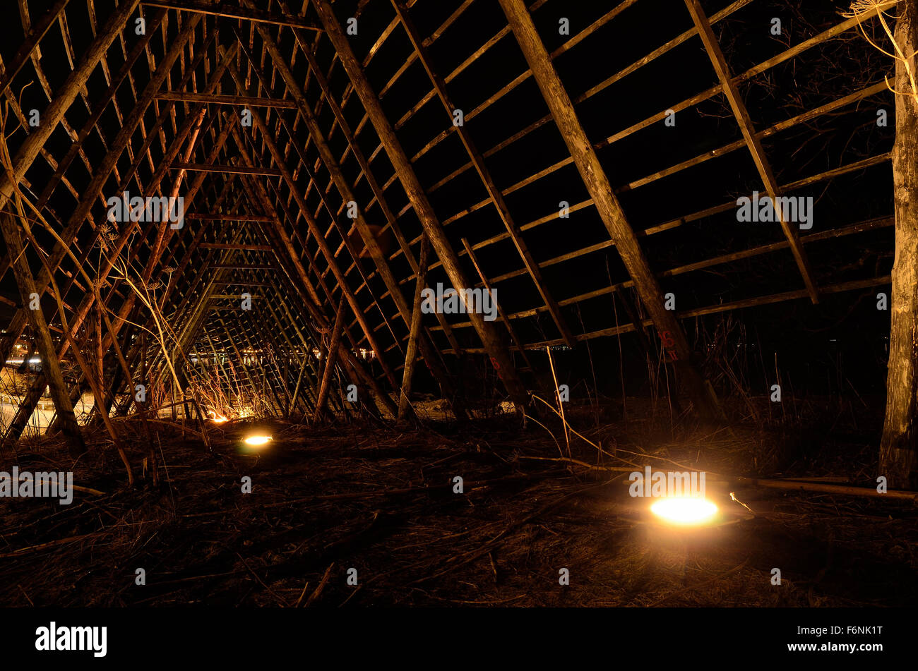 long, deep and beautiful wooden stockfish structure for drying fish at ...