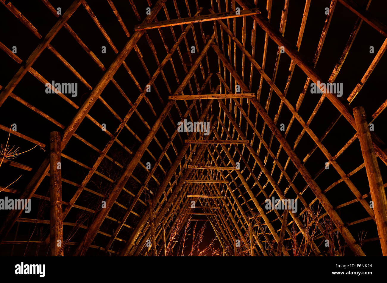long, deep and beautiful wooden stockfish structure for drying fish at ...