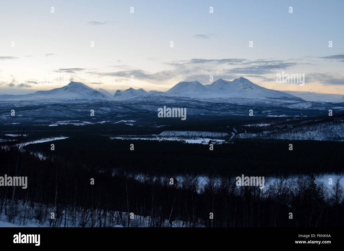 majestic deep snowy forest landscape with cold snowy white mountain in ...