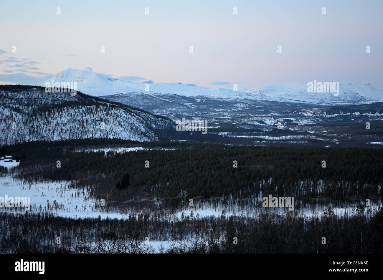 majestic deep snowy forest landscape with cold snowy white mountain in ...