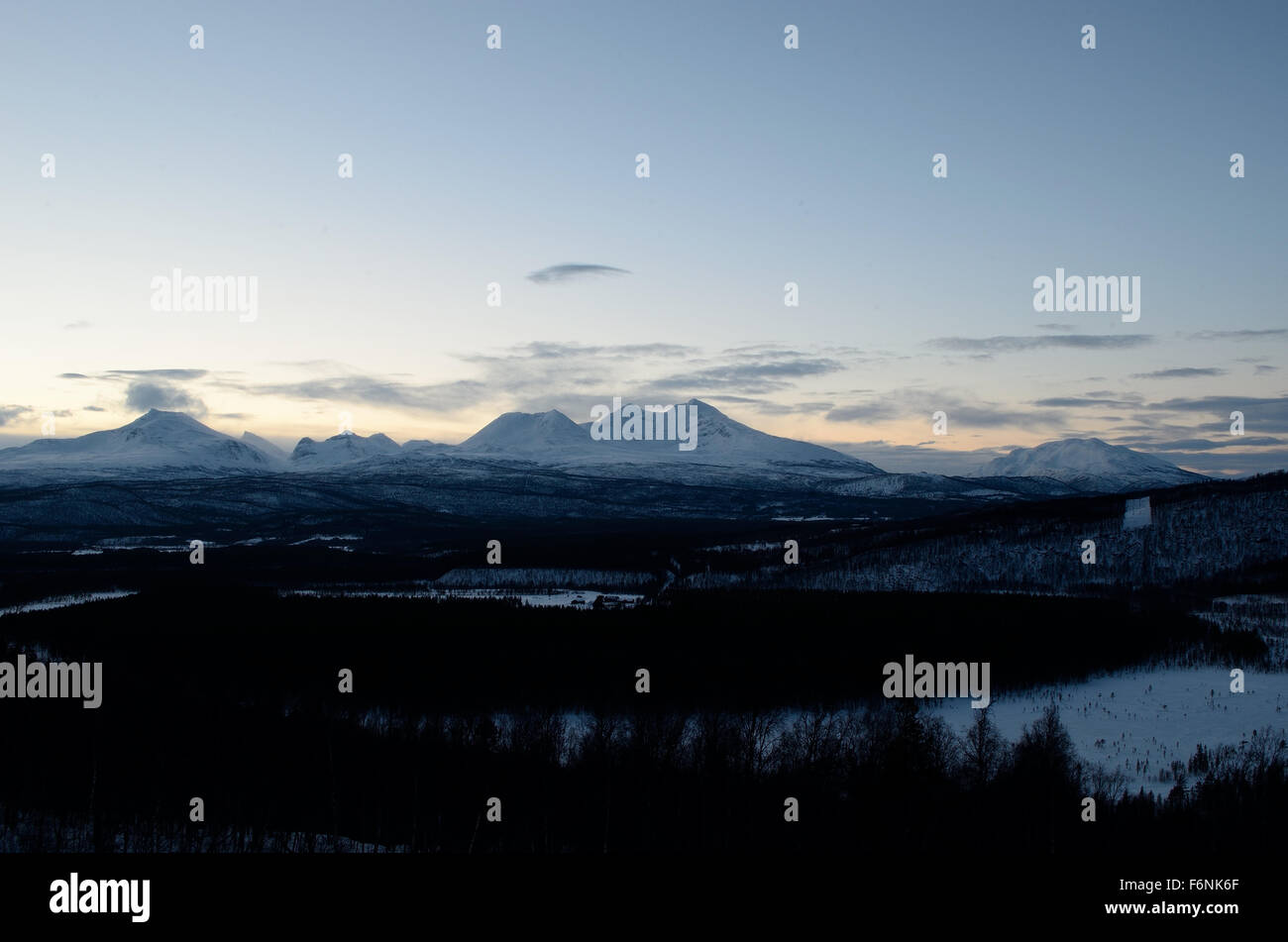 majestic deep snowy forest landscape with cold snowy white mountain in ...