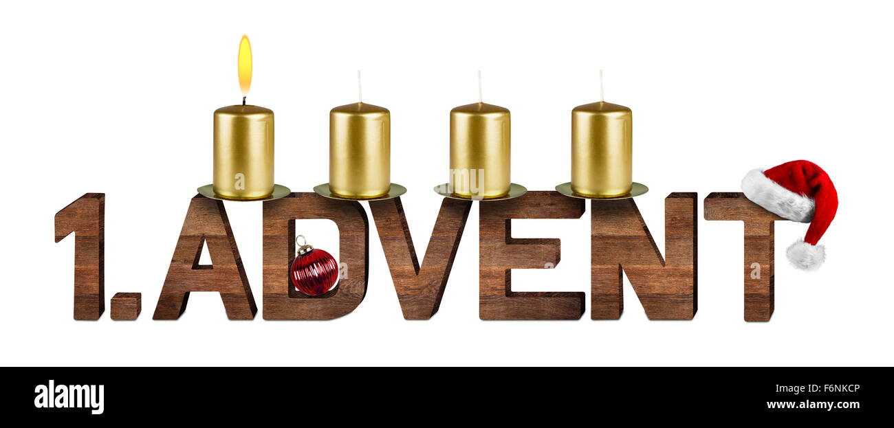 first advent concept with candles isolated on white background Stock ...