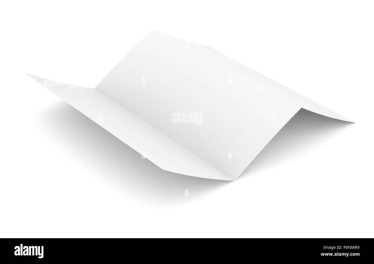 Open empty paper booklet on white background Stock Photo - Alamy