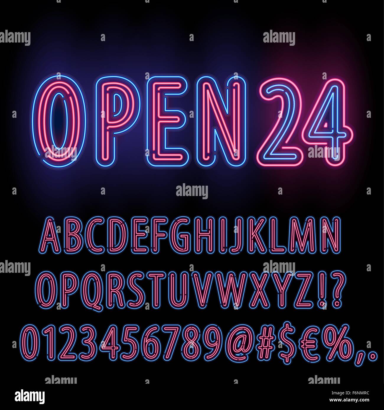 Neon light letters Stock Vector Image & Art - Alamy