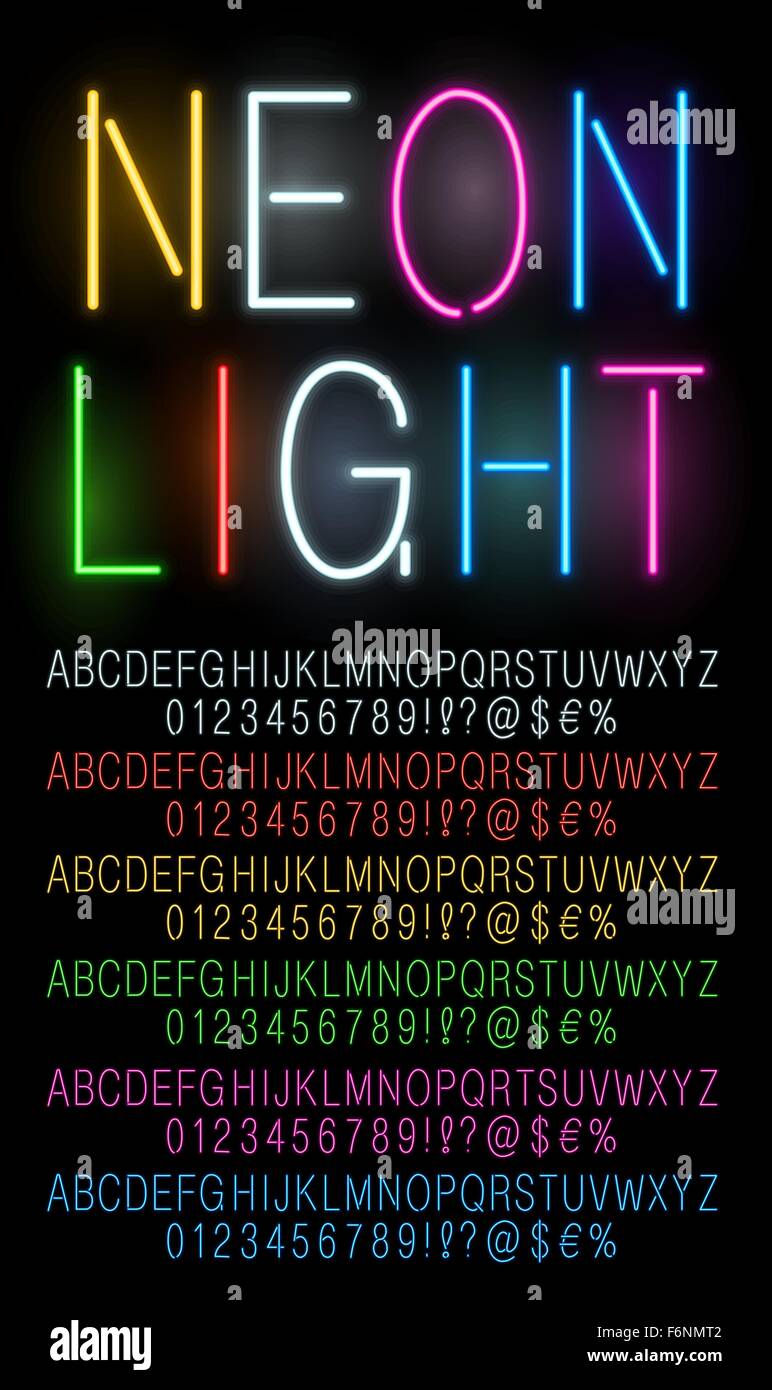 Neon fonts Stock Vector Images - Alamy