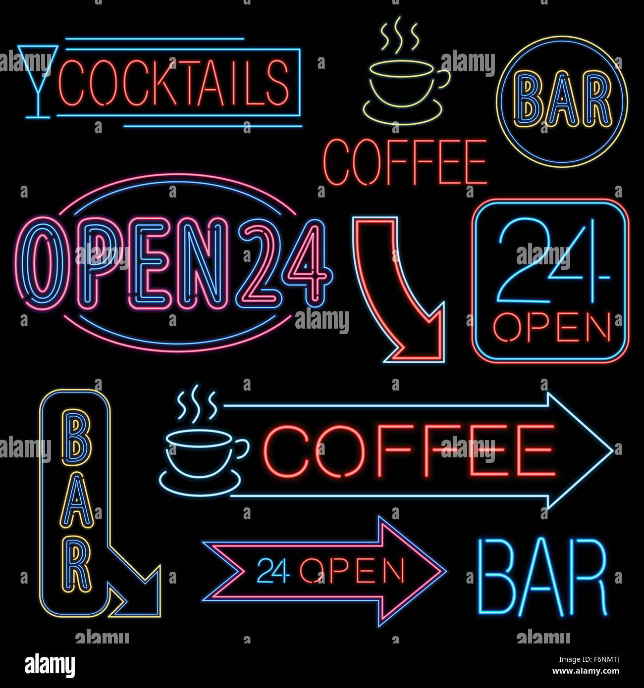 Neon Open Sign Stock Vector Image & Art - Alamy