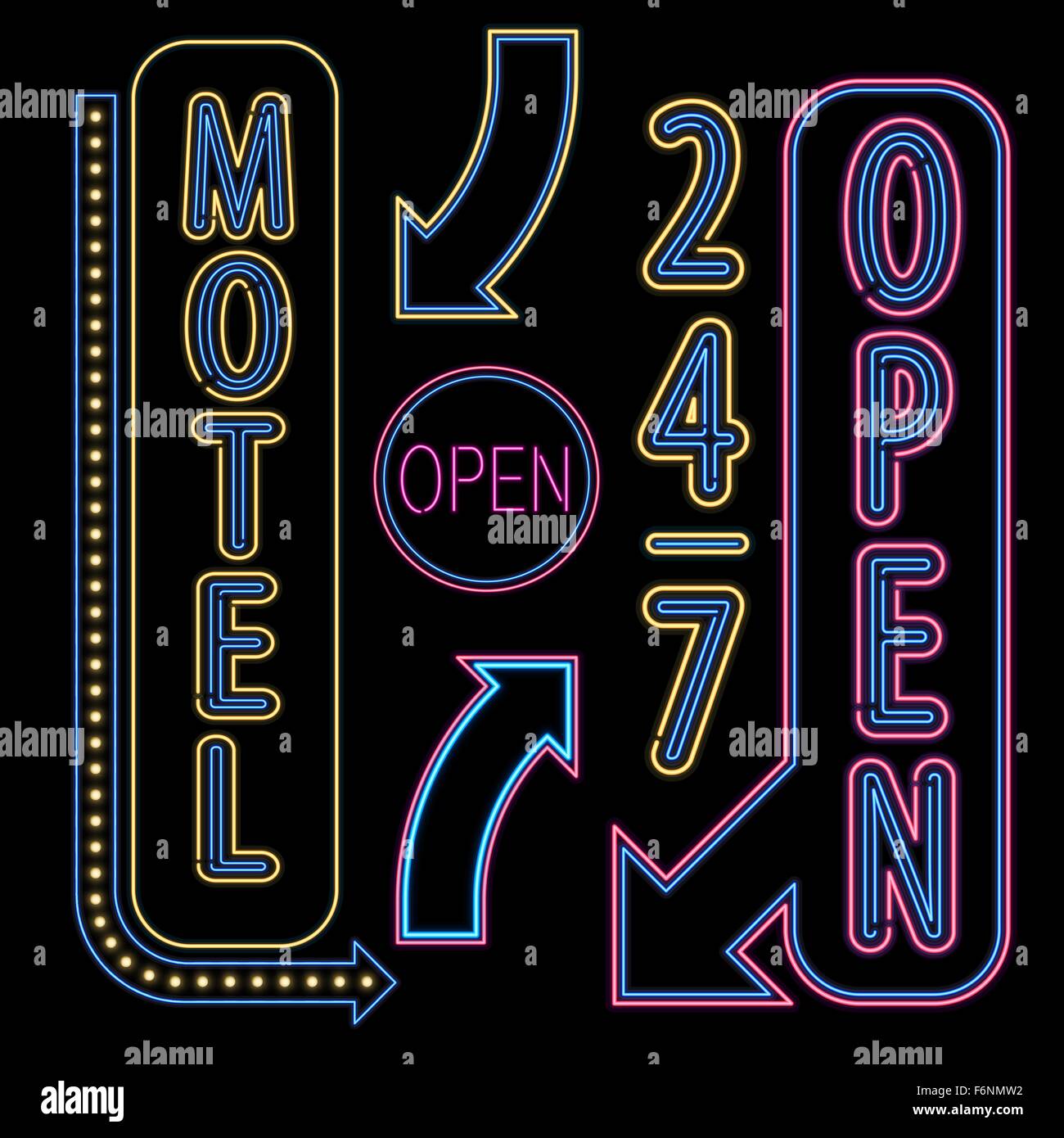 Neon Open Sign Stock Vector Image & Art - Alamy