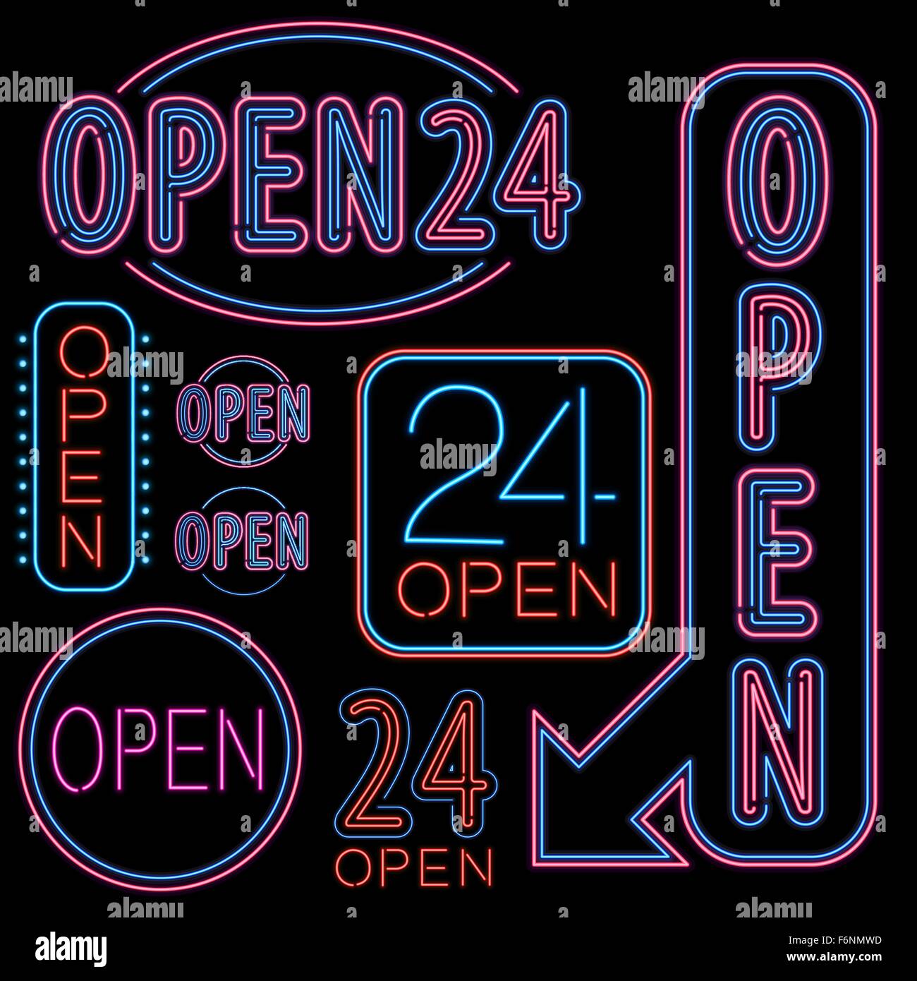 Neon Open Sign Stock Vector Image & Art - Alamy