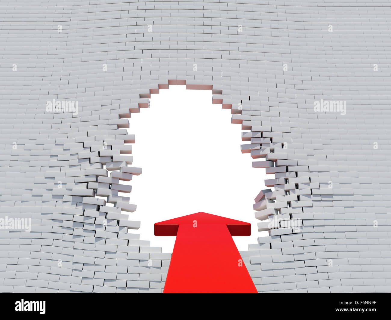 Wall crash red arrow and bricks Stock Photo - Alamy