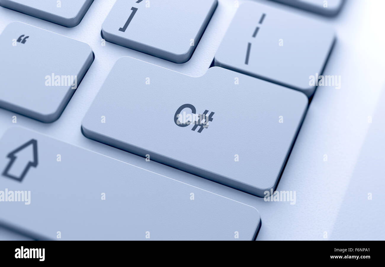 C sharp word button on computer keyboard with soft focus Stock Photo ...