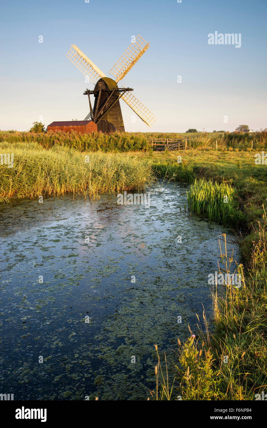 Old drainage pump windmill in English countryside landscape Stock Photo ...