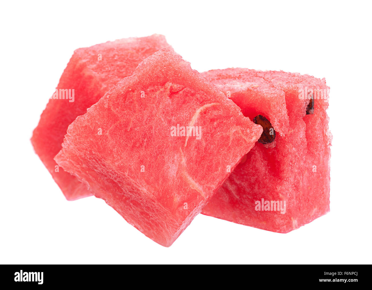 Watermelon fruit slice closeup isolated on white background Stock Photo ...
