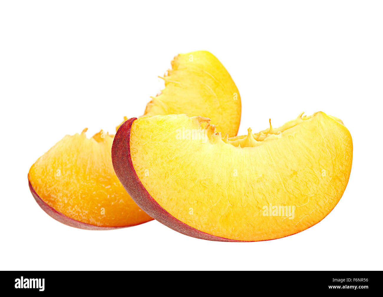 Peach fruit slice isolated on white background Stock Photo - Alamy