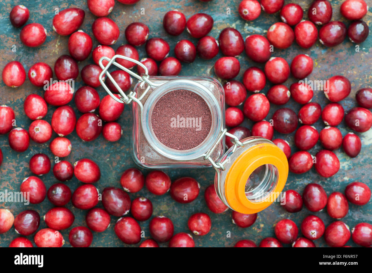 Cranberries and cranberry powder Stock Photo - Alamy