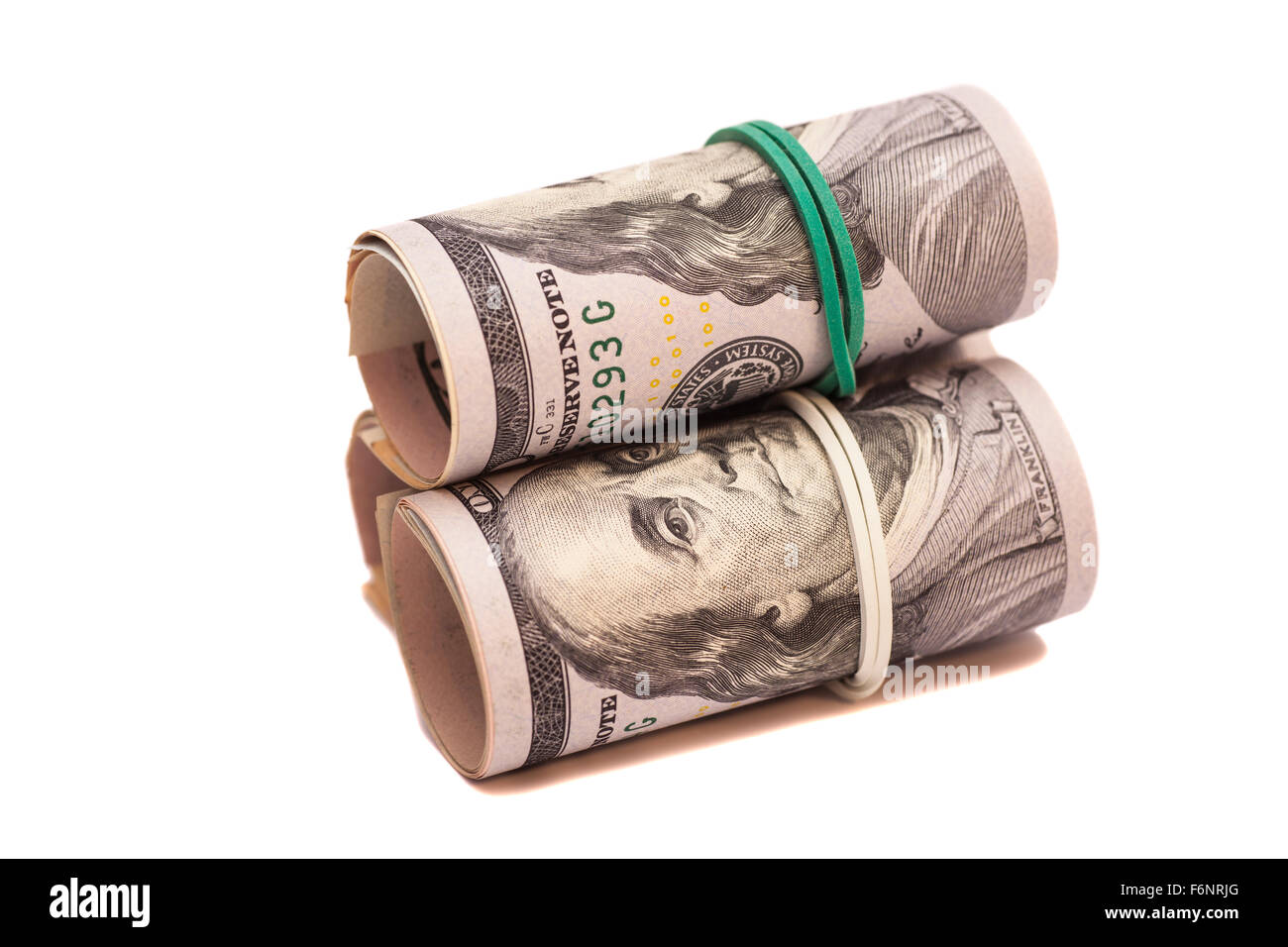 Dollar banknotes roll isolated on white background Stock Photo - Alamy