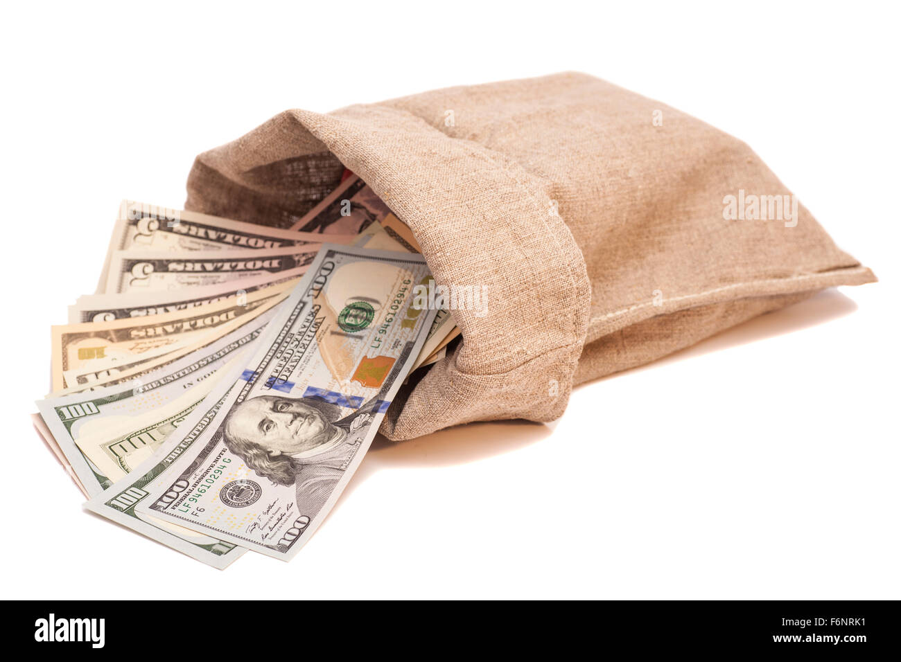 money bag with dollars Stock Photo - Alamy