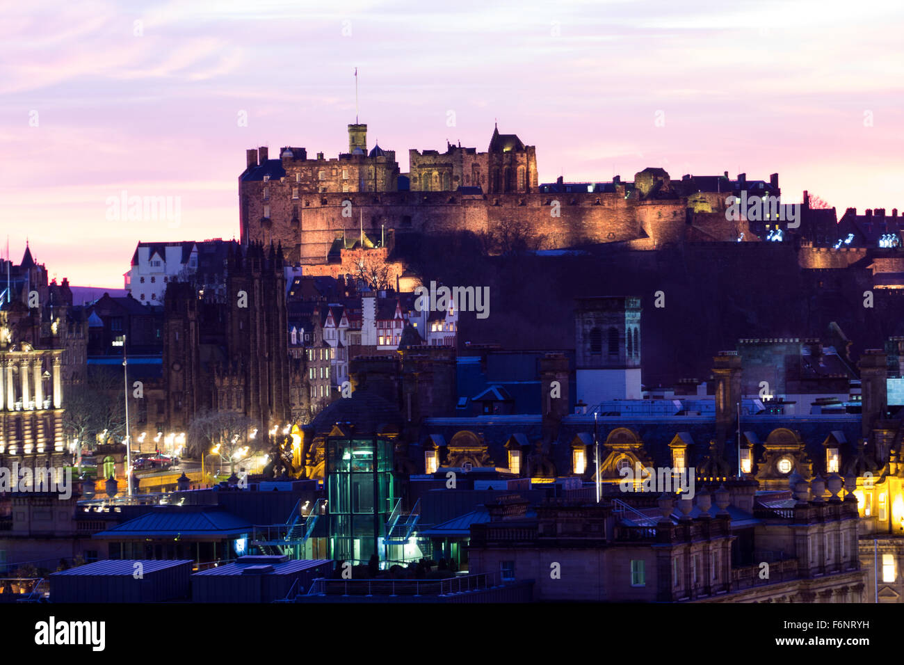 Edinburgh castle lights hi-res stock photography and images - Alamy