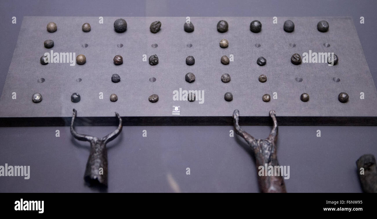 Hamburg, Germany. 18th Nov, 2015. Musket balls are displayed in the ...