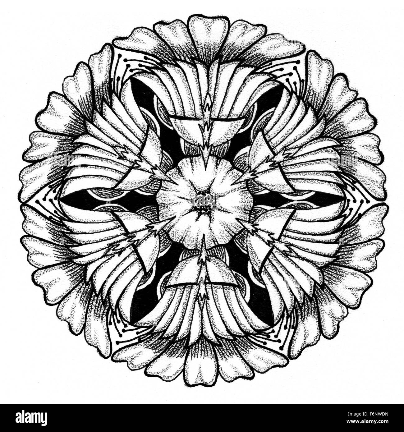 Zendala - mandala of zentangle Stock Photo - Alamy