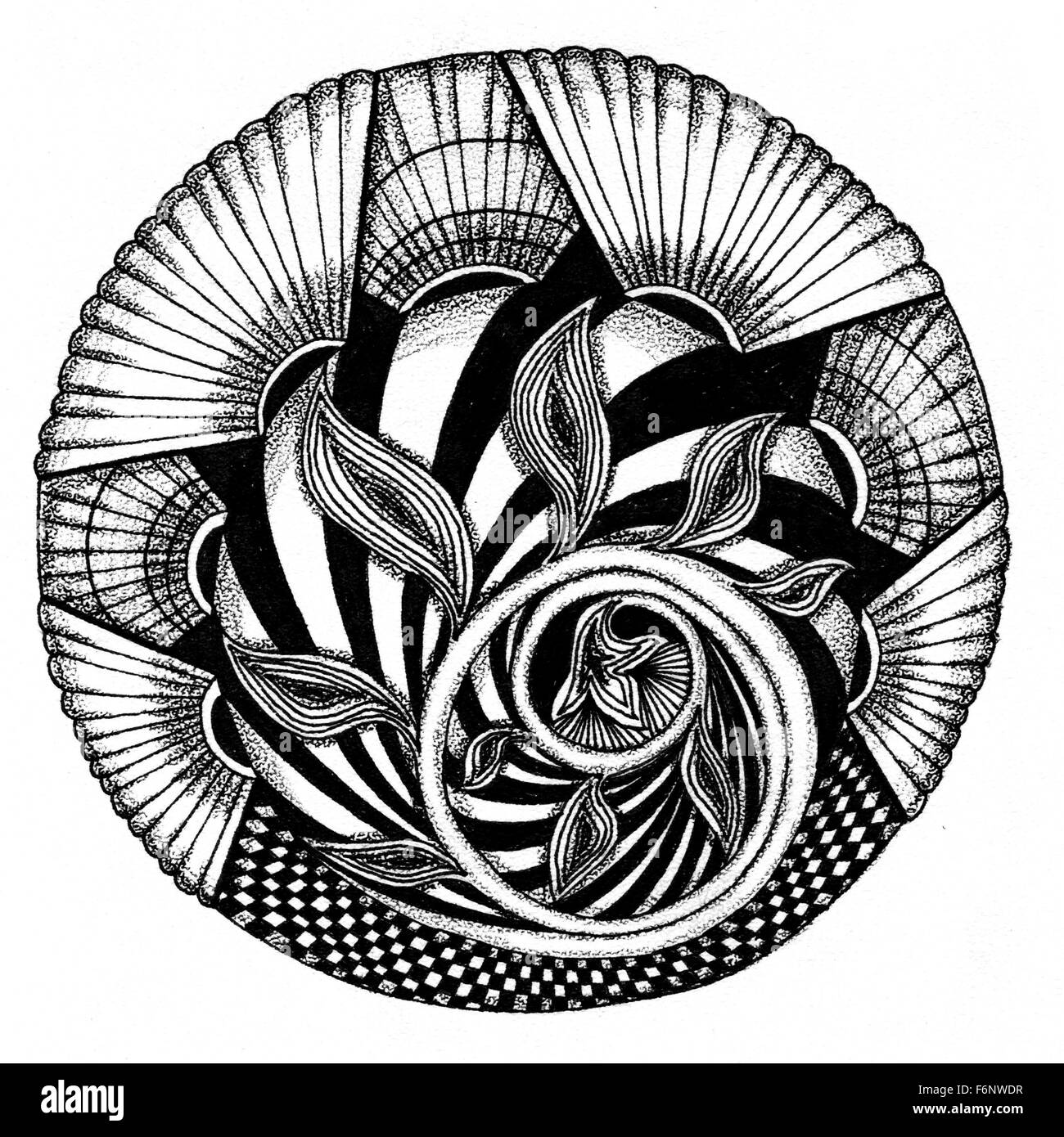 Zendala - mandala of zentangle Stock Photo - Alamy