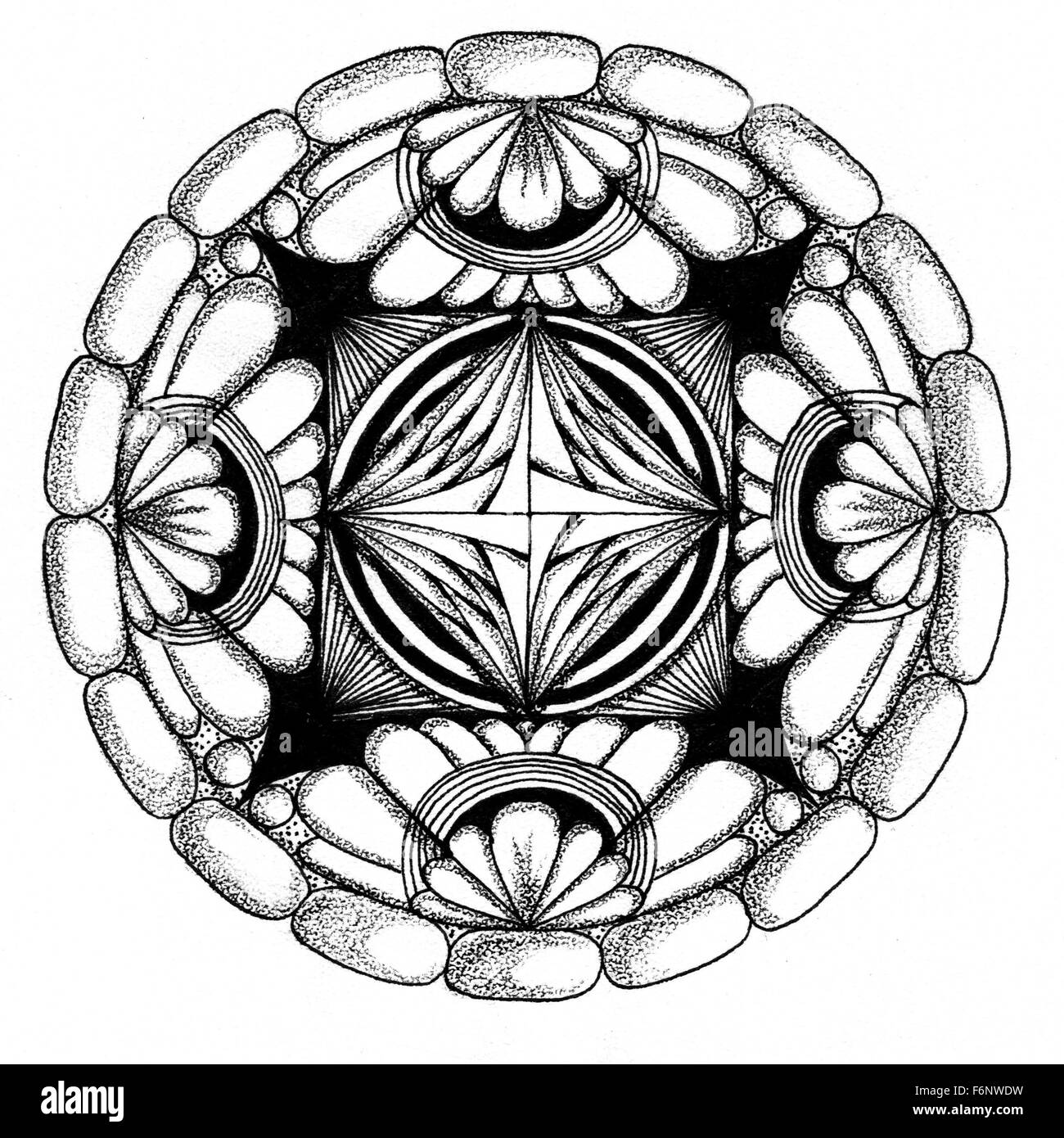 Zendala - mandala of zentangle Stock Photo - Alamy