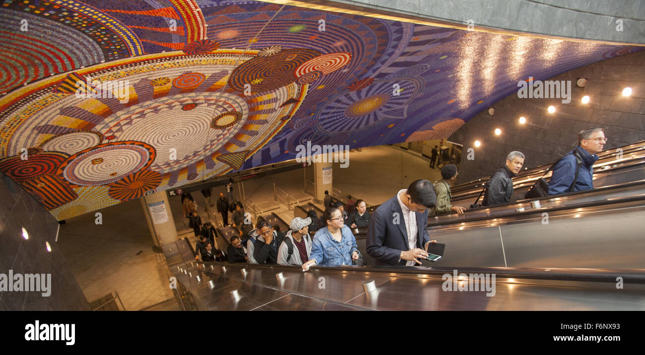 Entrance to the new No. 7 subway extension station at Hudson Yards at ...