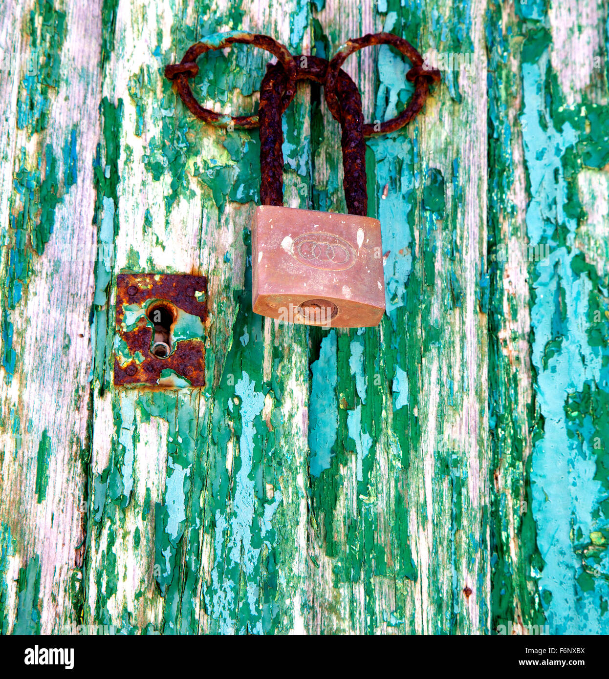 padlock spain brass knocker lanzarote abstract door wood in the green ...