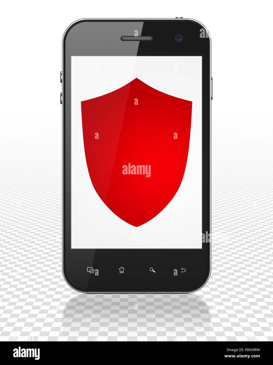 Protection concept: Smartphone with Shield on display Stock Photo - Alamy