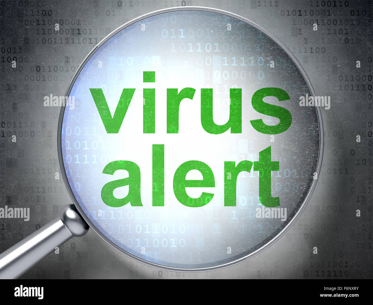 Security concept: Virus Alert with optical glass Stock Photo - Alamy