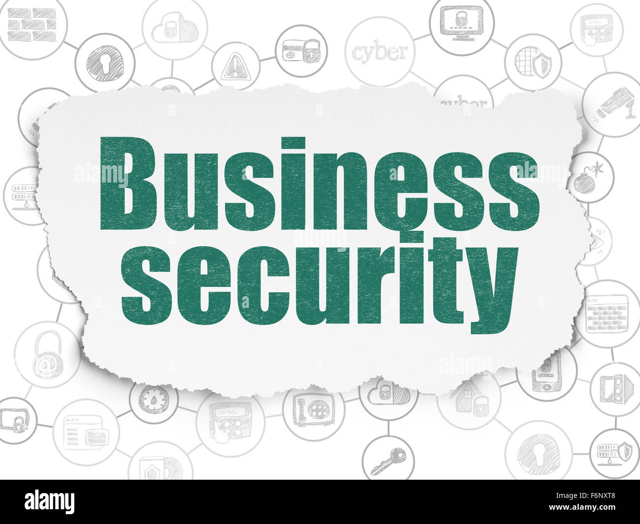 Protection concept: Business Security on Torn Paper background Stock ...
