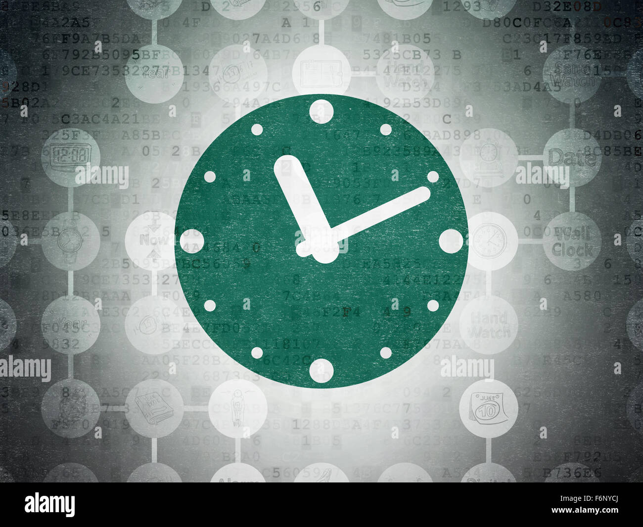 Timeline concept: Clock on Digital Paper background Stock Photo - Alamy
