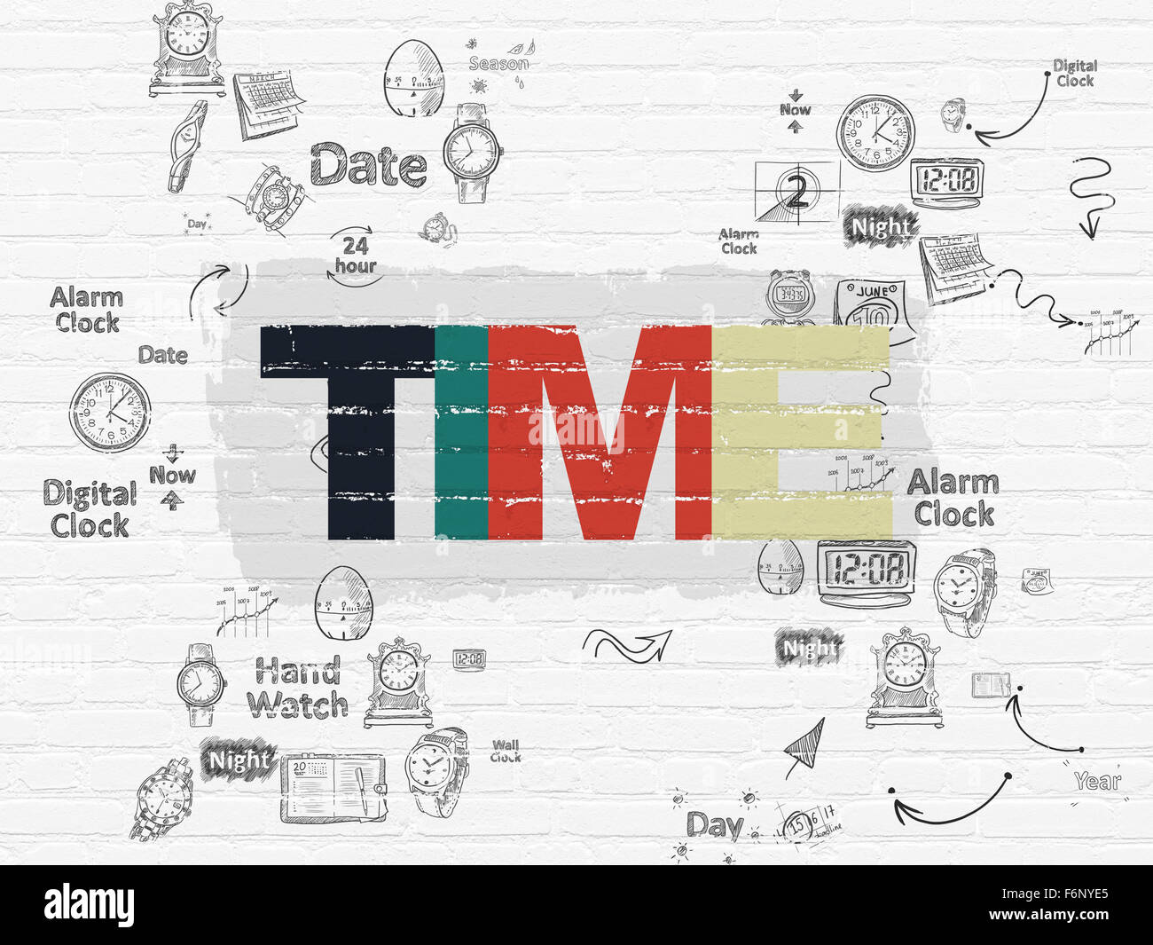 Time concept: Time on wall background Stock Photo - Alamy