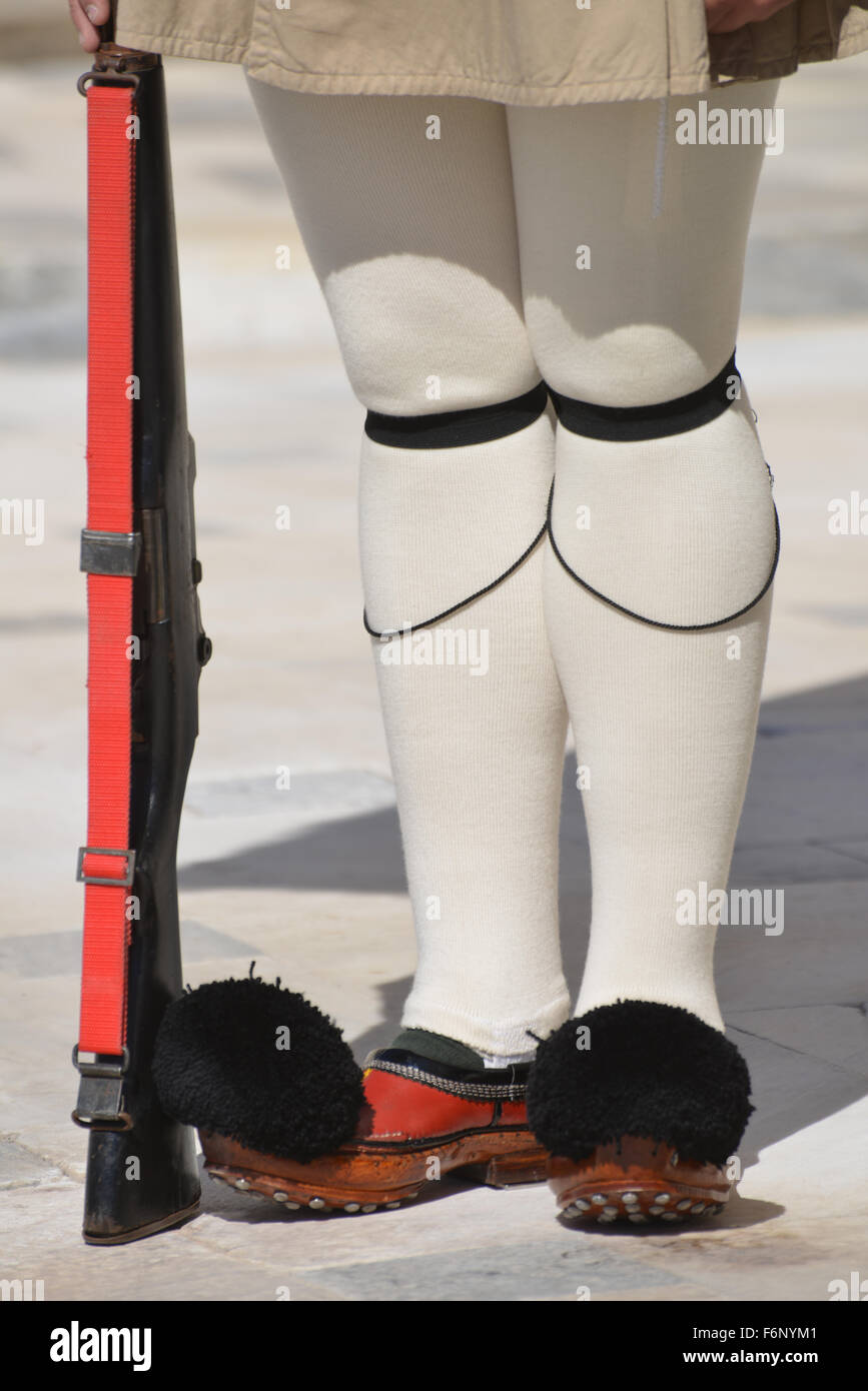 The legs of Evzoni Guard of the Greek Parliament, Athens, Greece Stock ...