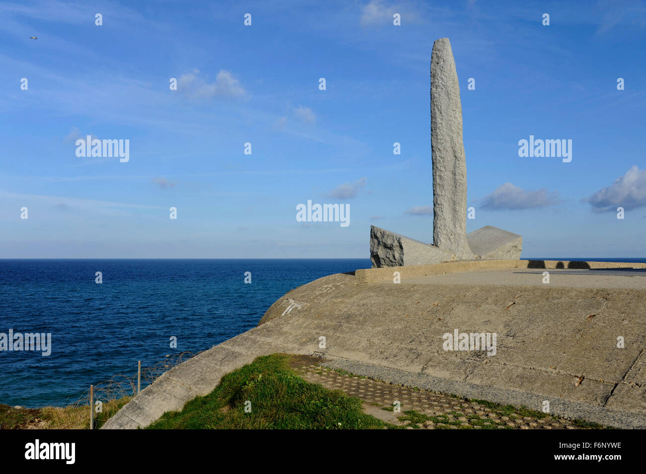 D Day,Ranger monument,Granite Dagger atop bunker,Pointe du Hoc,Landing ...