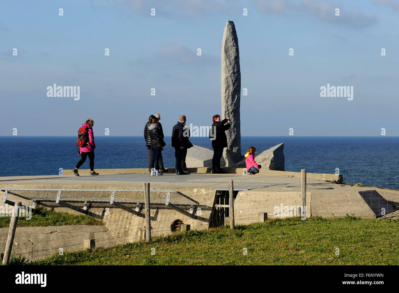 D Day,Ranger monument,Granite Dagger atop bunker,Pointe du Hoc,Landing ...