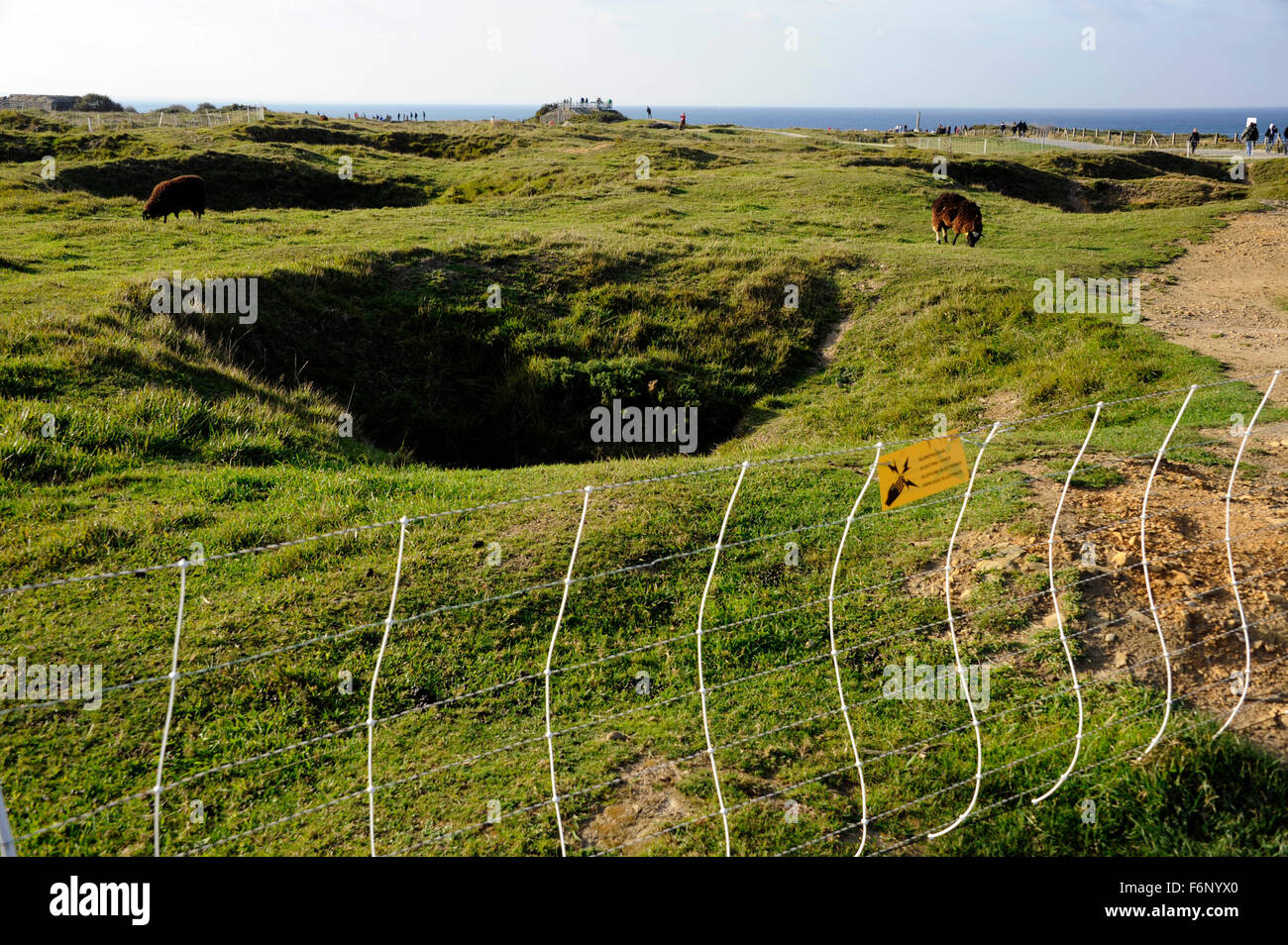 D Day,bombardment craters,Pointe du Hoc,Landing beach,Calvados ...