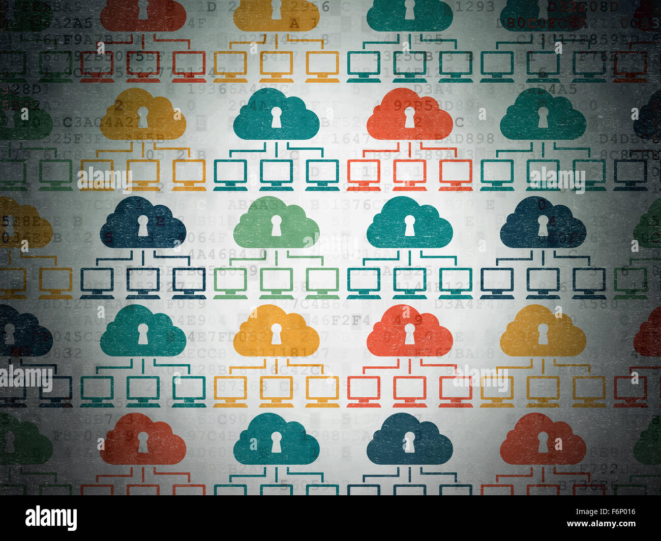 Cloud computing concept: Cloud Network icons on Digital Paper background Stock Photo - Alamy