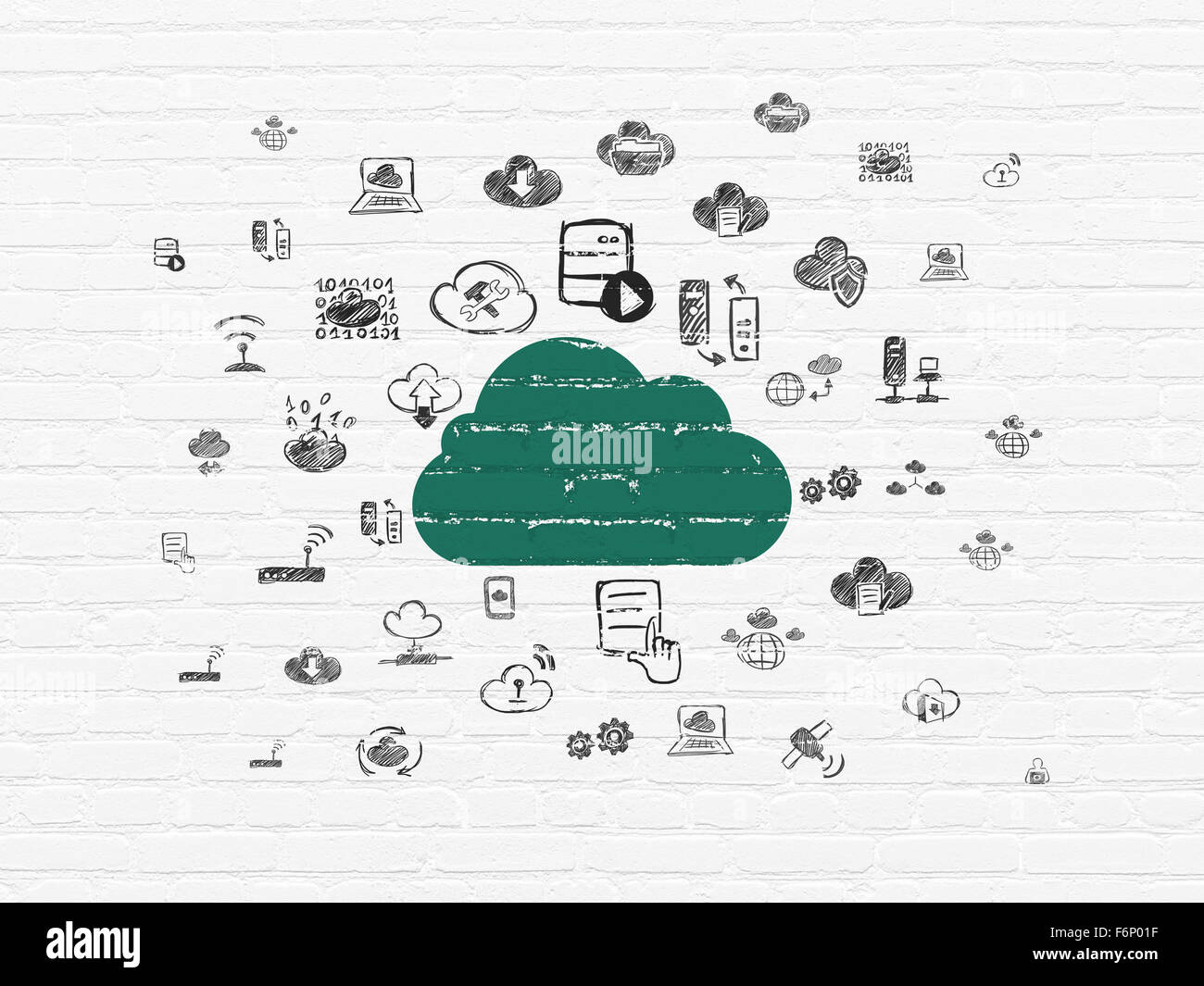 Cloud computing concept: Cloud on wall background Stock Photo - Alamy