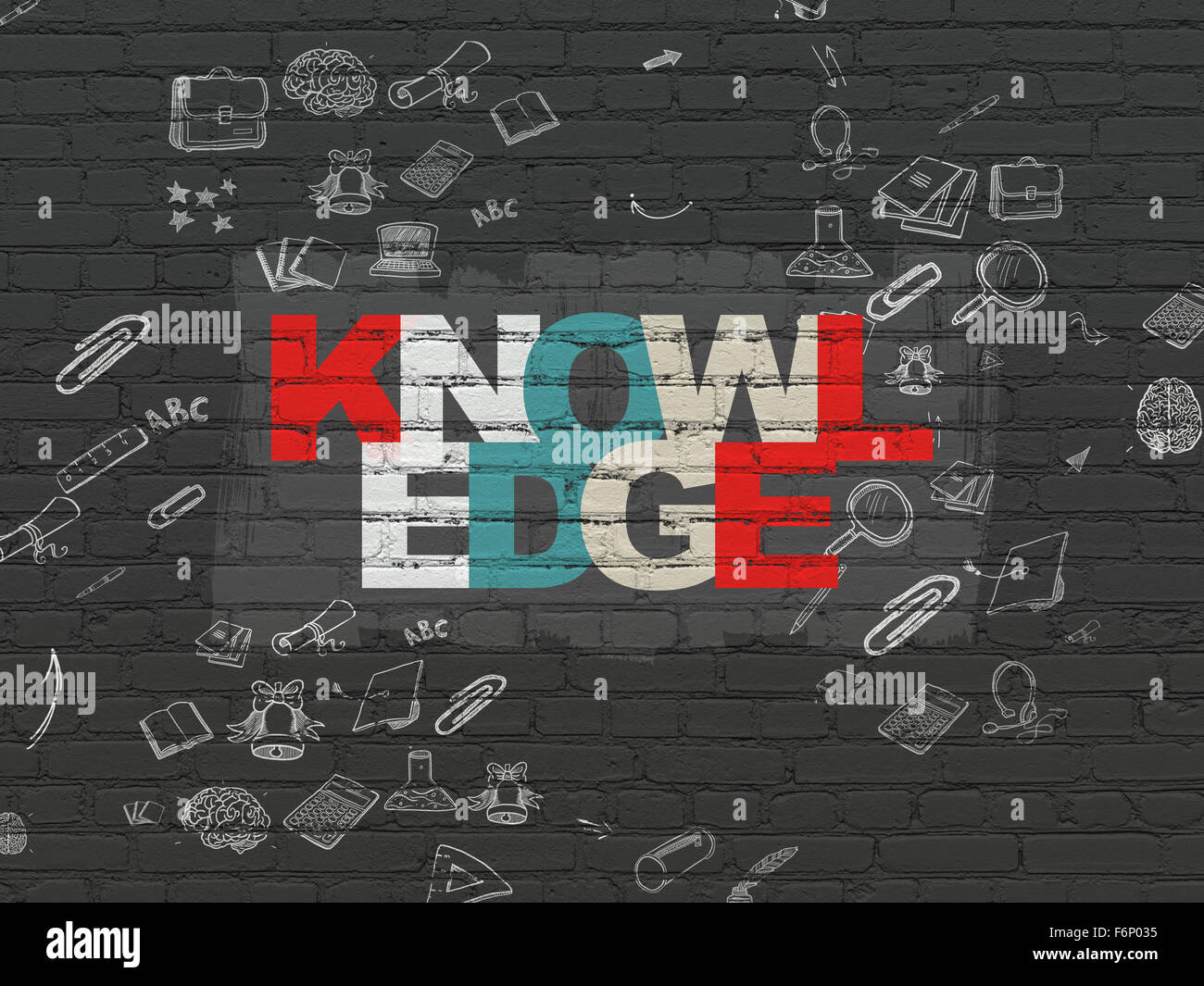 Learning concept: Knowledge on wall background Stock Photo - Alamy