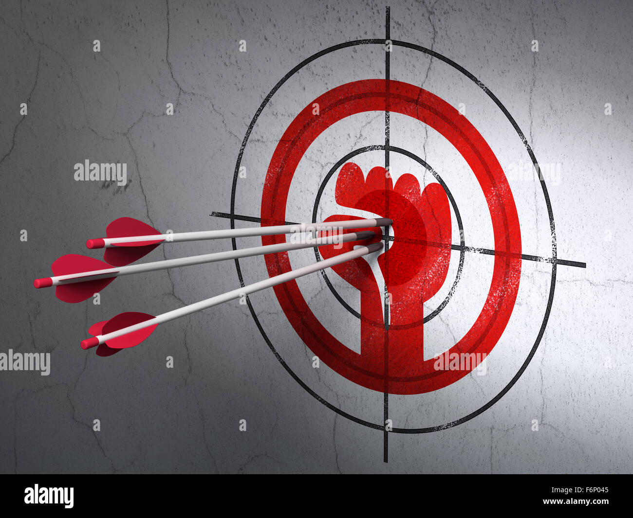 Politics concept: arrows in Uprising target on wall background Stock ...