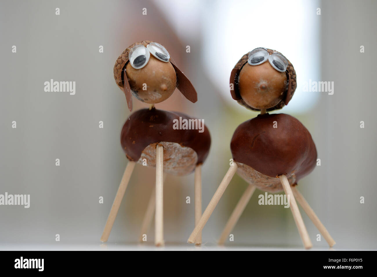 Animals made of chestnuts, nuts and acorns Stock Photo - Alamy