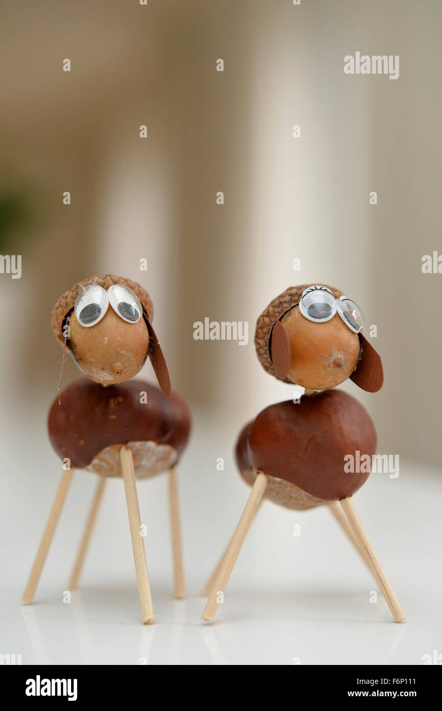 Animals made of chestnuts, nuts and acorns Stock Photo - Alamy