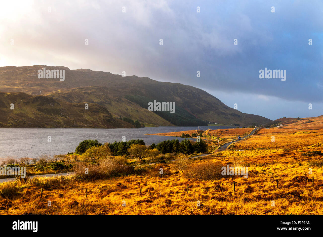 Lough Finn at Fintown, County Donegal, Ireland. The landscape in ...
