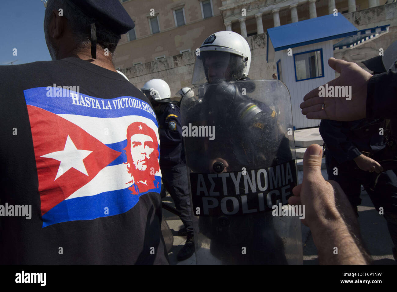 Athens, Greece. 18th Nov, 2015. Farmers clash with riot police outside ...