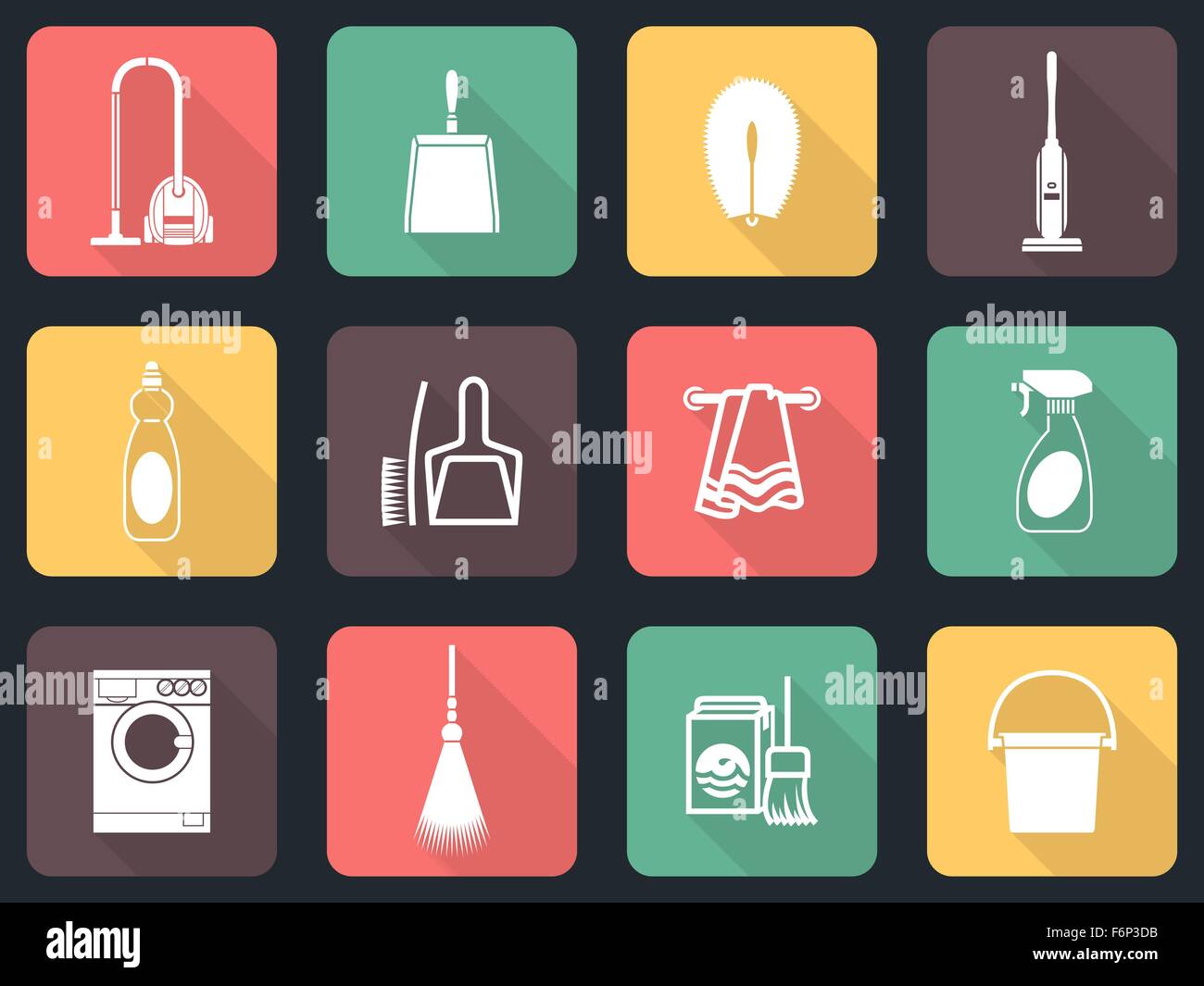 Cleaning flat icon set Stock Vector Image & Art - Alamy