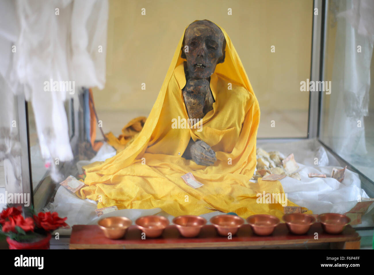 SPITI VALLEY - 585 years old mummy in Tabo Village Gue, Himachal ...