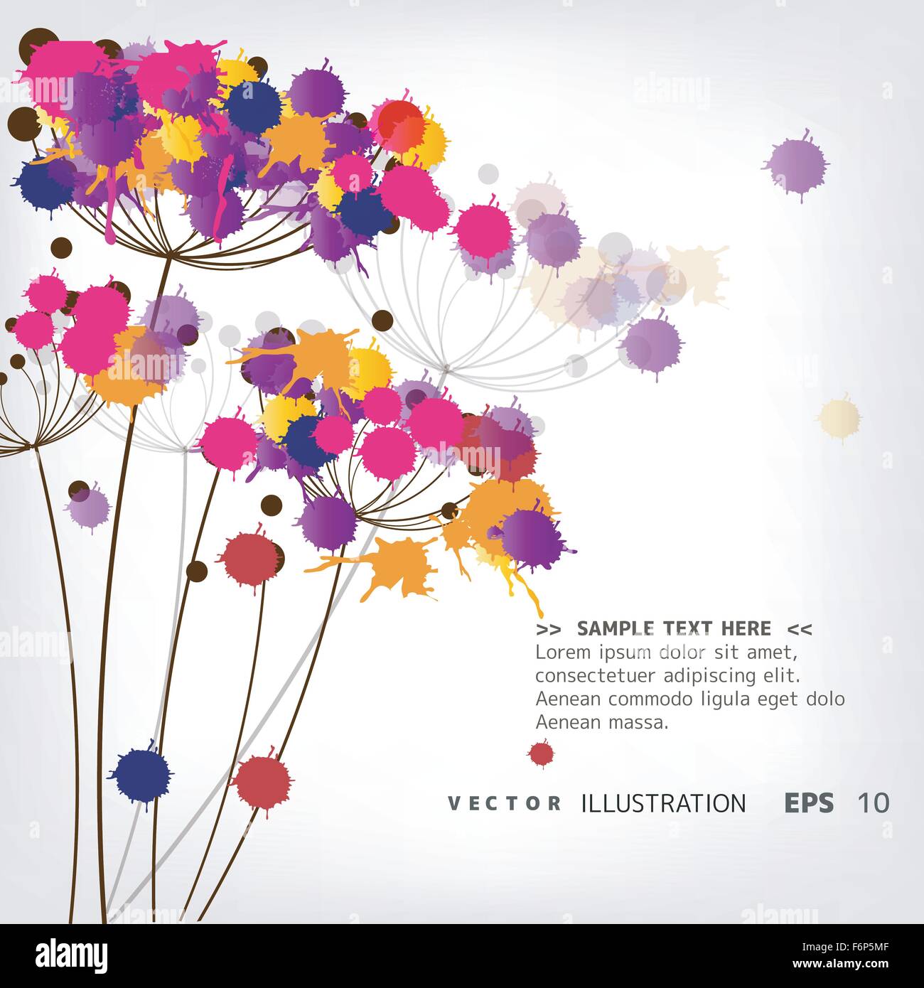 abstract vintage floral background with color splash Stock Vector Image ...