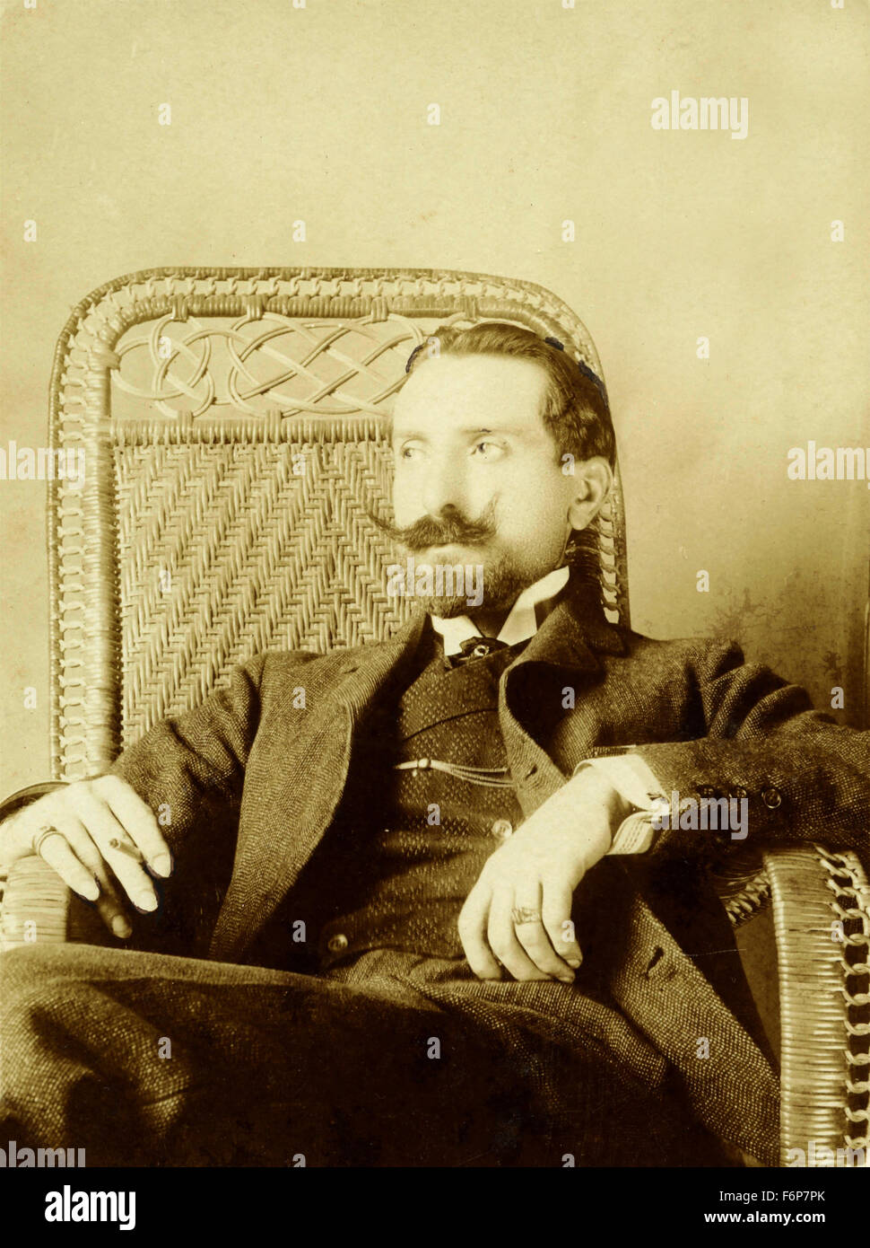Portrait of a man with a mustache upwards, Italy Stock Photo - Alamy